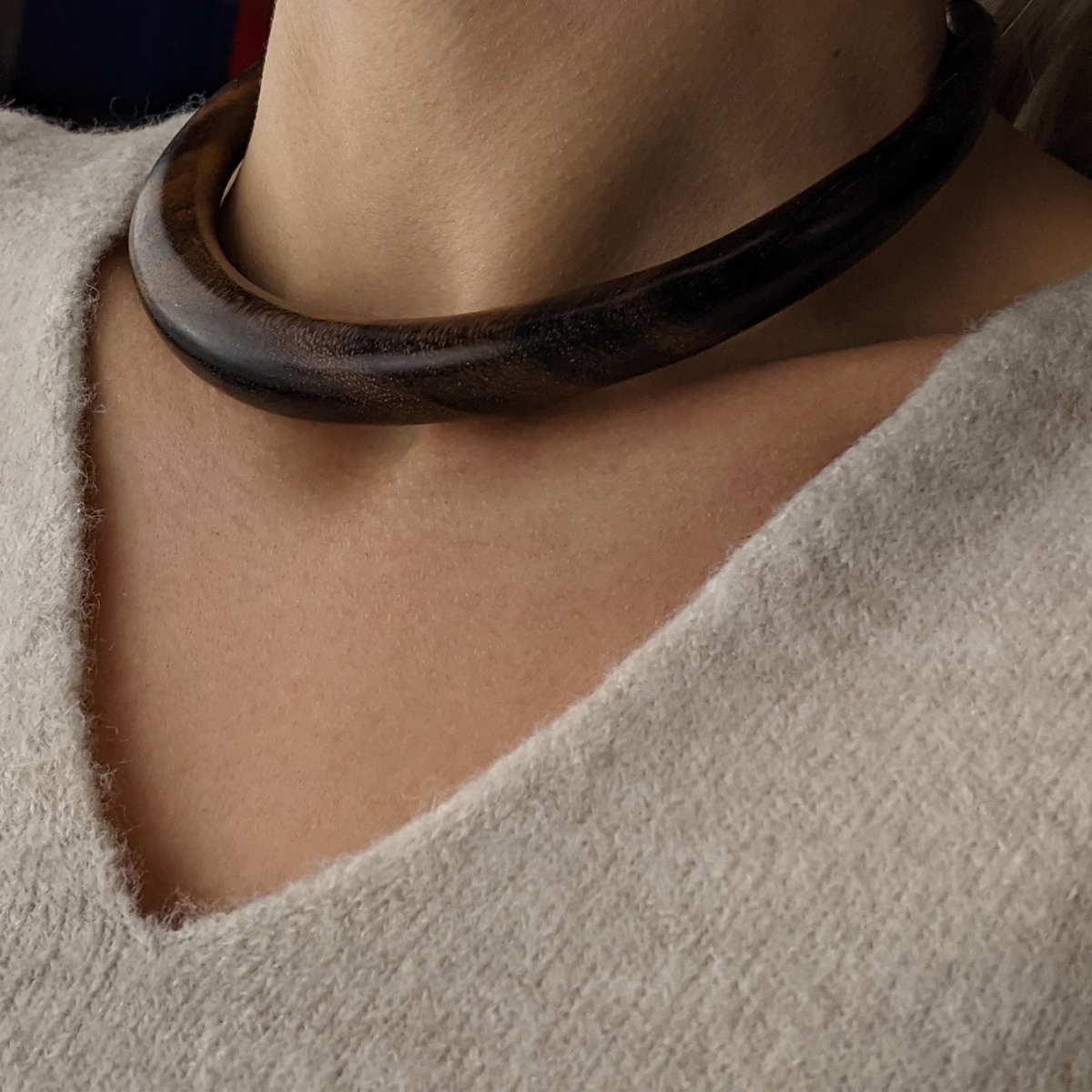 Wood Chunky Torque Choker Necklace Handmade Wooden Design – 81stgeneration