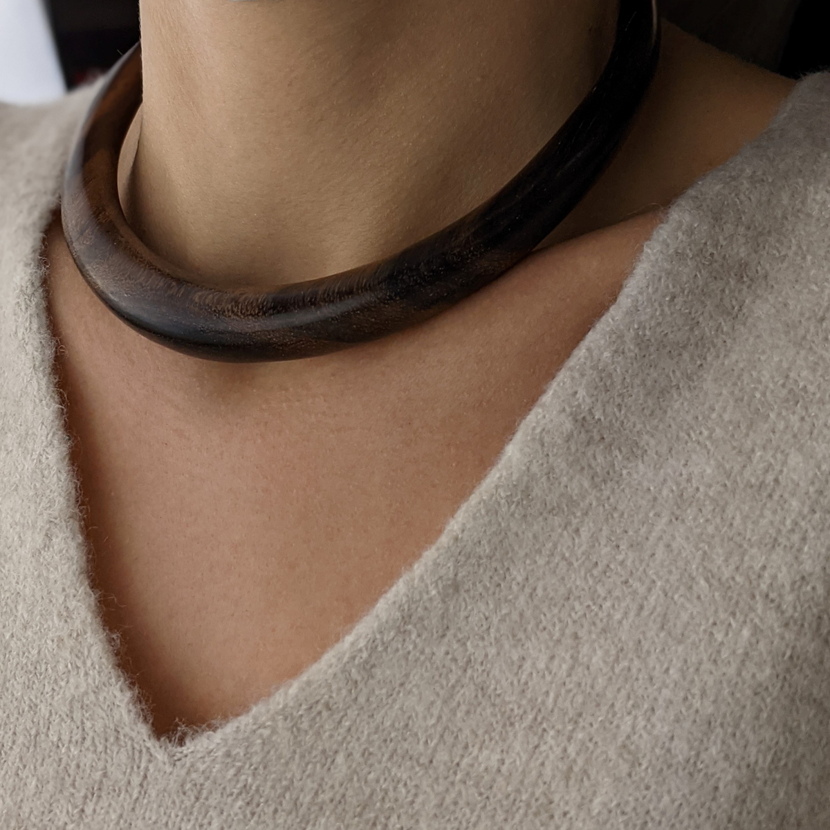 Wood Chunky Torque Choker Necklace Handmade Wooden Design – 81stgeneration
