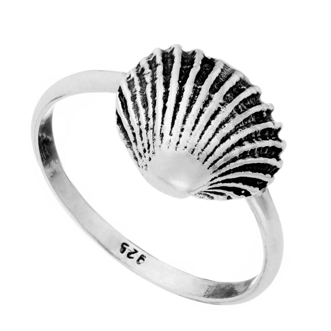Sterling Silver Ocean Inspired Textured Seashell Ring Stackable Band ...
