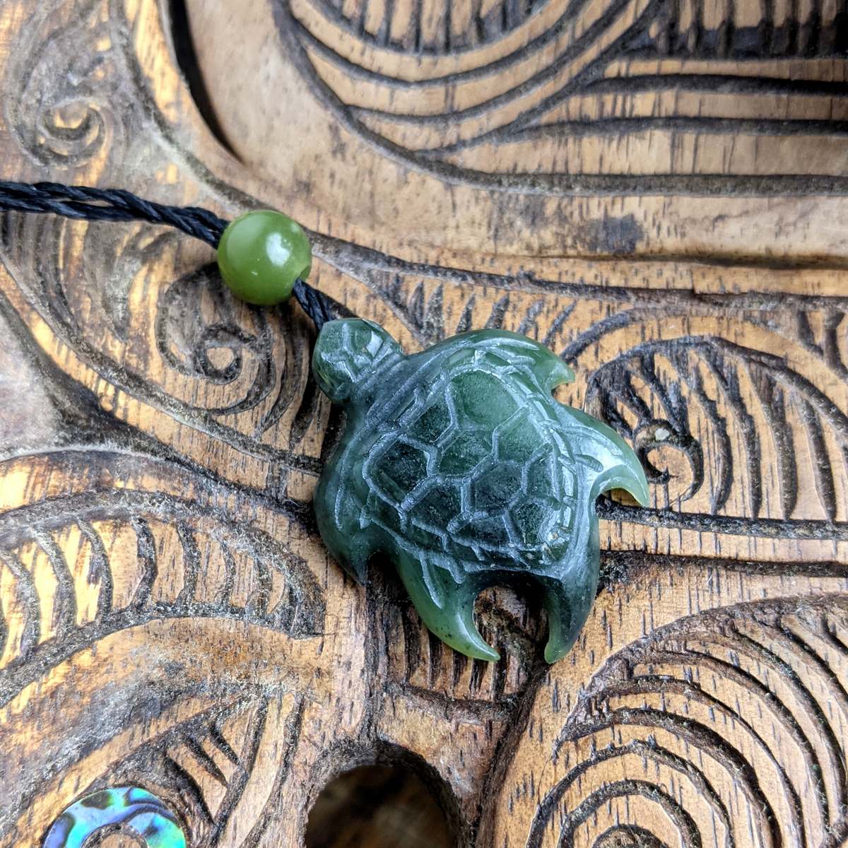 Nephrite Jade Tribal Engraved Turtle Pendant Maori Style Necklace ...